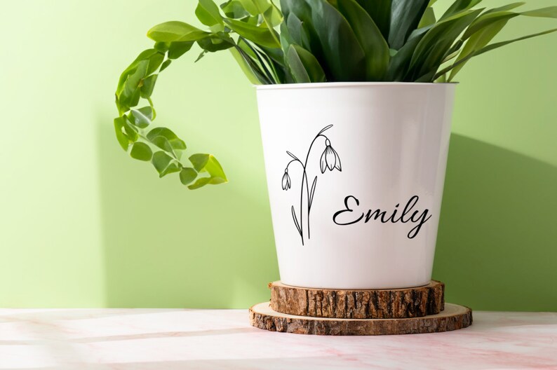 Personalized Birth Flower Plant Pot, Custom Plant Pot, Birth Flower ...