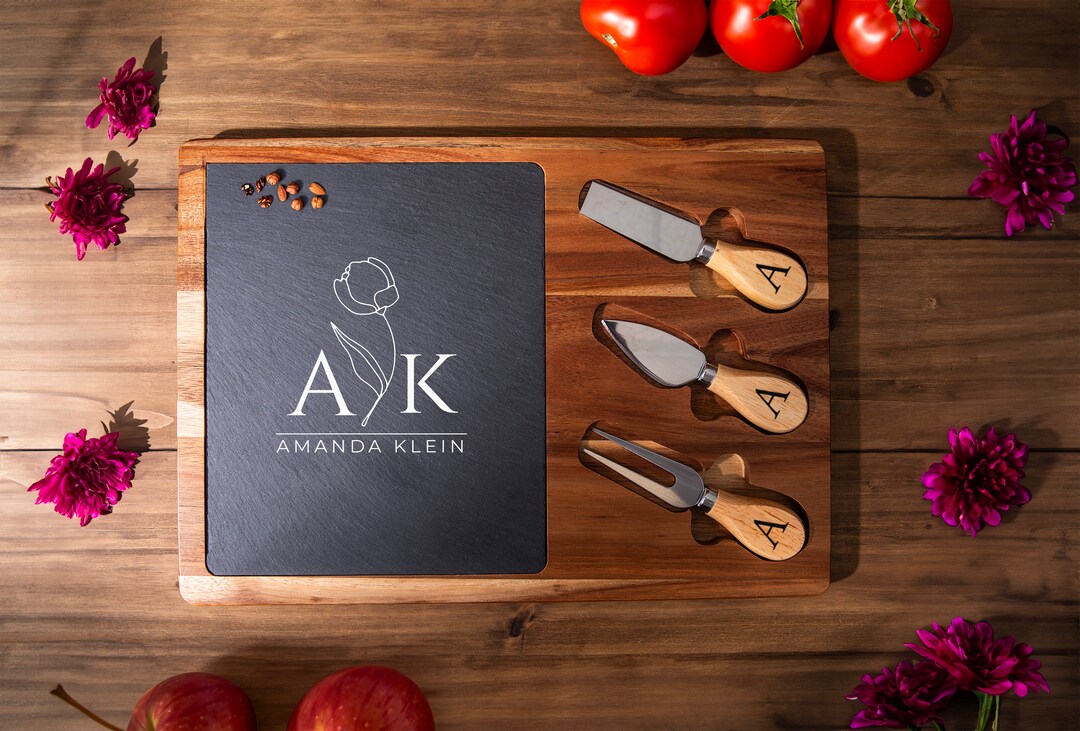 Personalized Cheese Board Set, Custom Bamboo Charcuterie Board ...