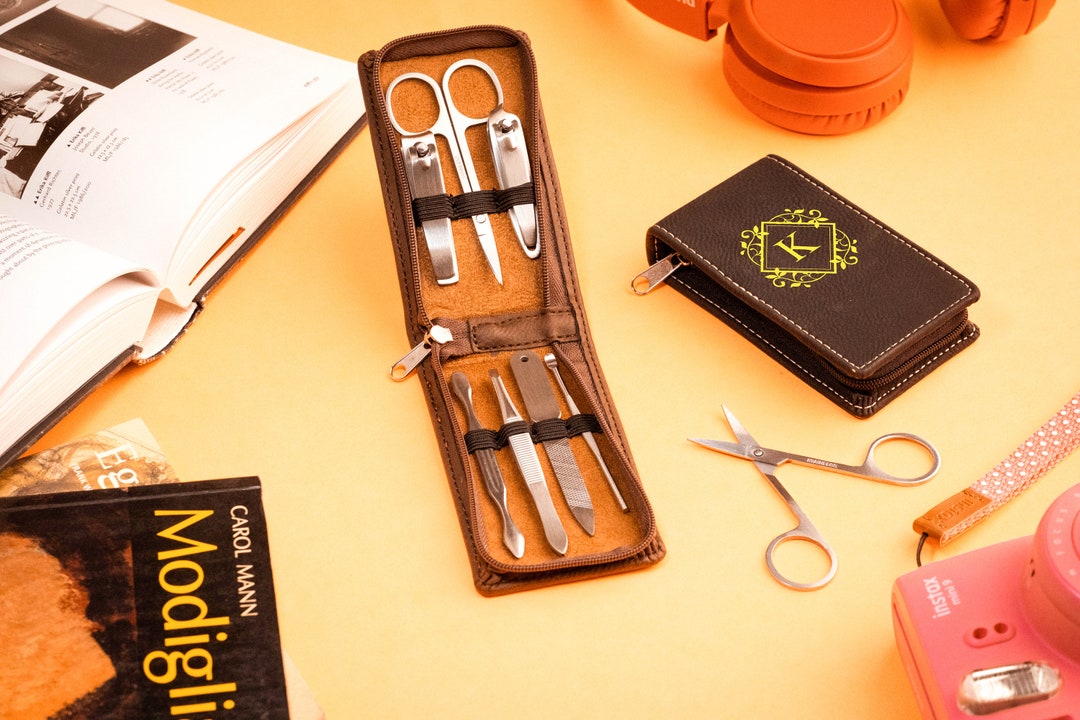 Personalized Manicure Set, Nail Care, Grooming Set, Leather Beauty Case ...