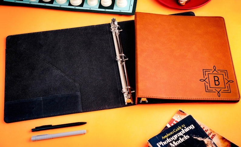 Personalized Binder, Custom Binder, Engraving Monogrammed Binder, Leather Binder, Family ...