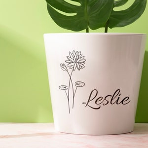 Personalized Birth Flower Plant Pot, Custom Plant Pot, Birth Flower ...
