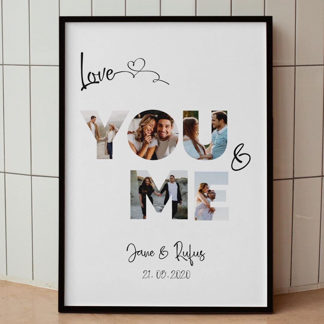 Custom Couple's Wedding Art Frame, Custom Couple Photo Collage Art ...
