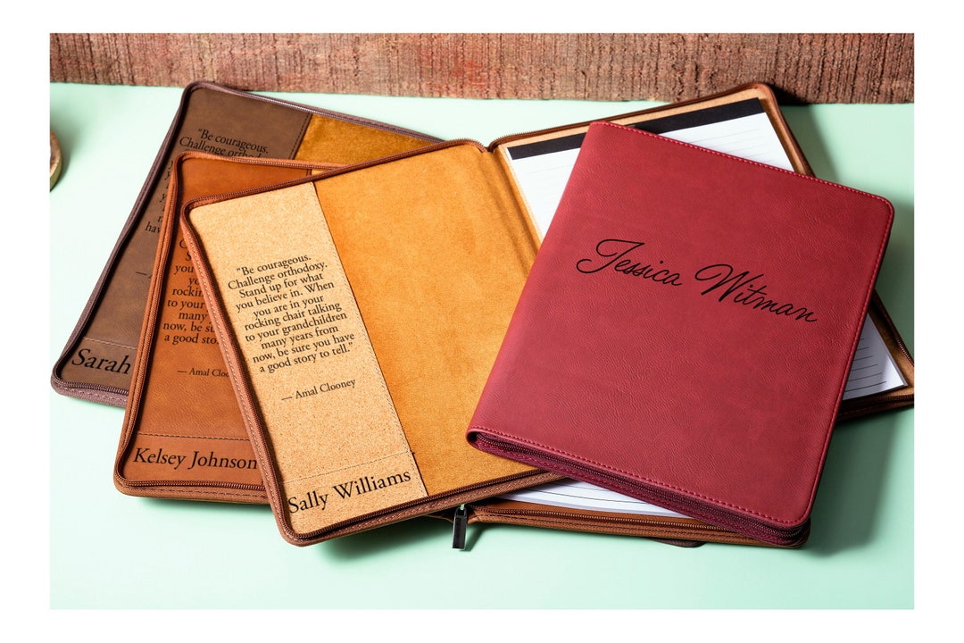 Personalized Leather Zipper Portfolio, Chic Gift Ideas, Office Gift ...