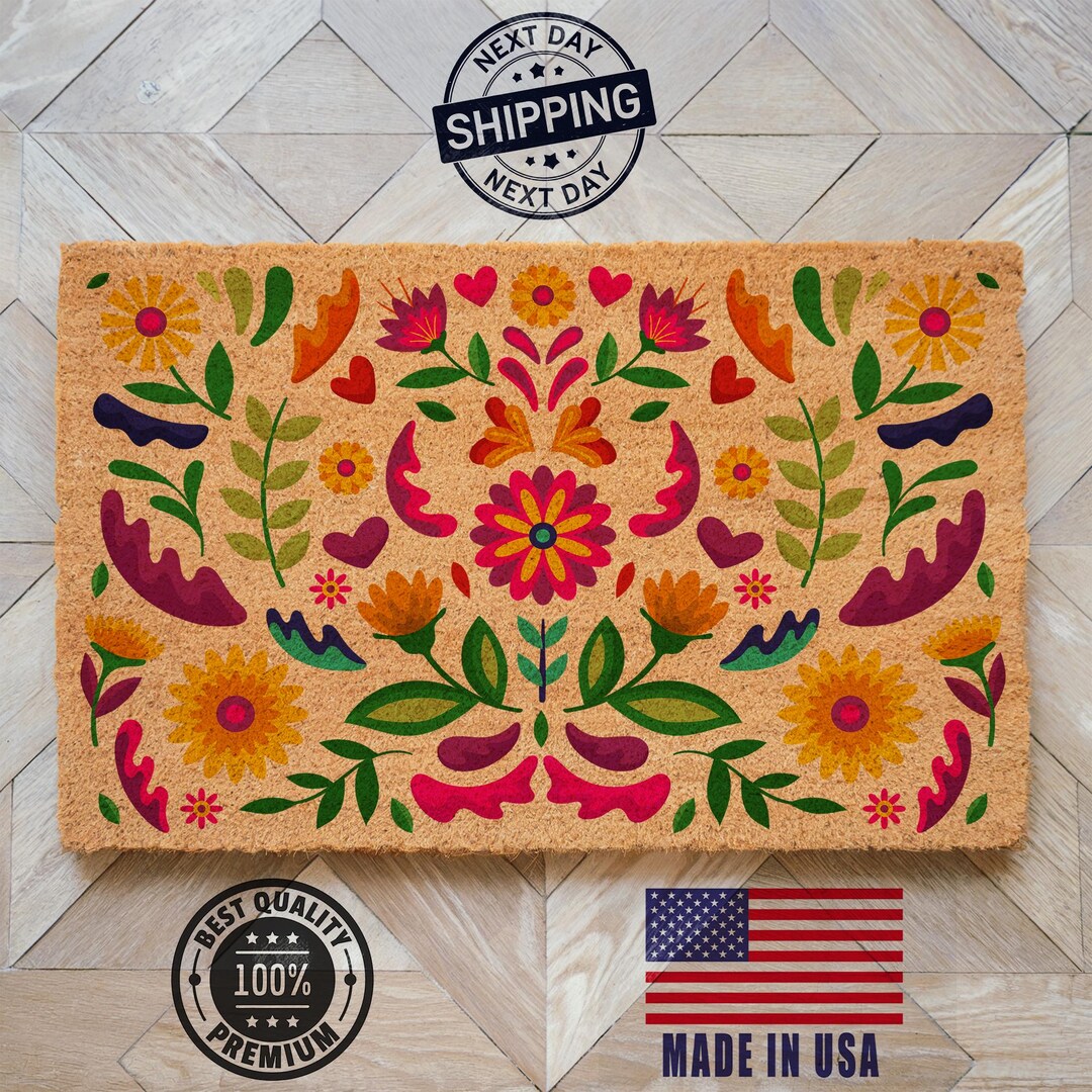 Floral Pattern Welcome Mat, Floral Doormat, Home Decor, Housewarming ...
