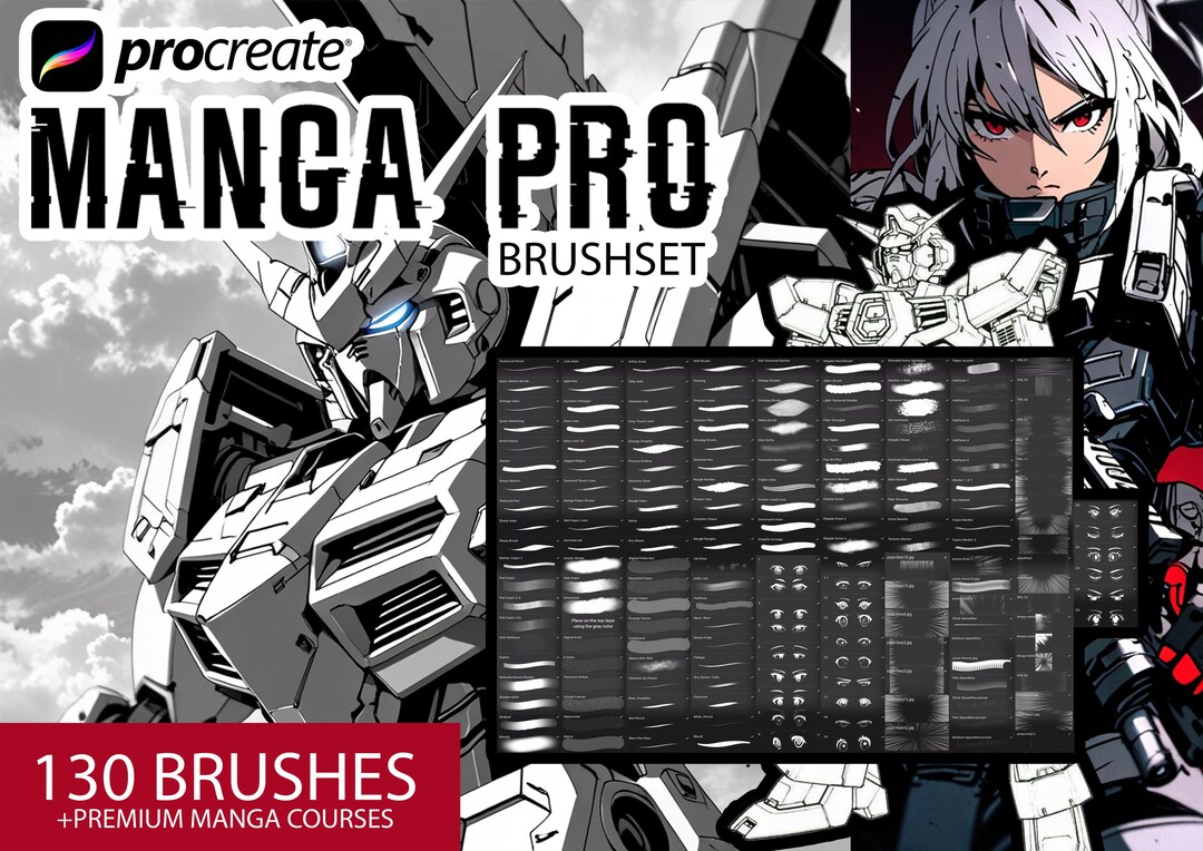 130+ Manga Pro Procreate Brushset, Manga Brush, Speed Lines, Manga Eye ...