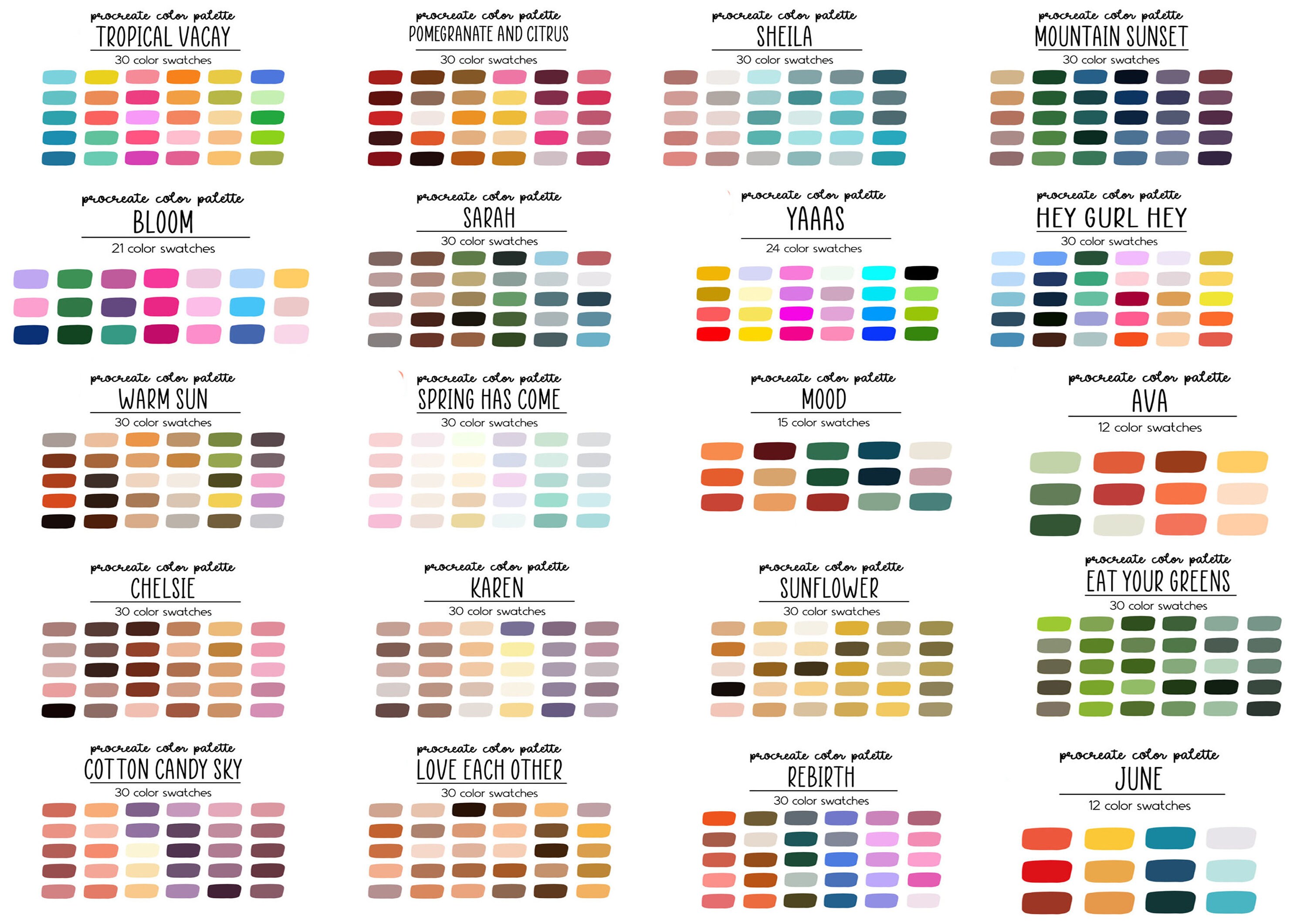 5000 Procreate Color Palette Mega Bundle, Digital Painting, Digital Art ...