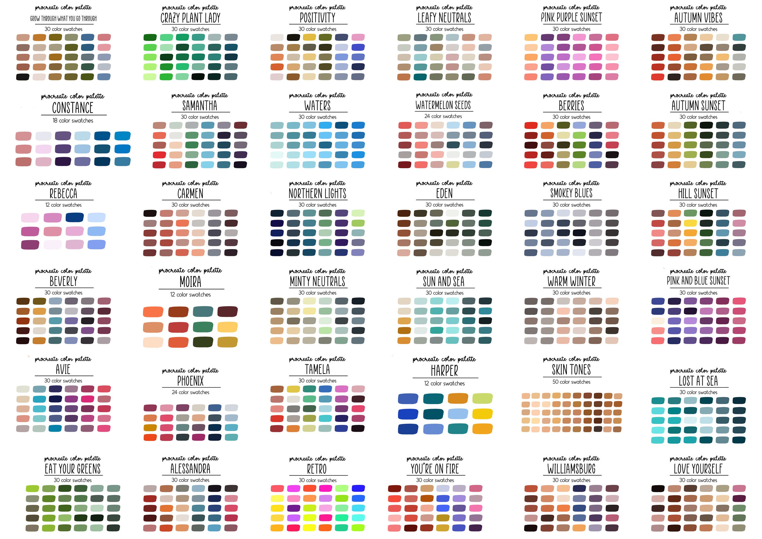 5000 Procreate Color Palette Mega Bundle, Digital Painting, Digital Art ...