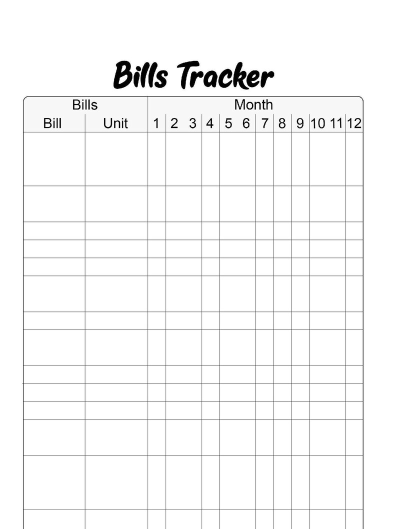 Monthly Bill Tracker Printable - Etsy