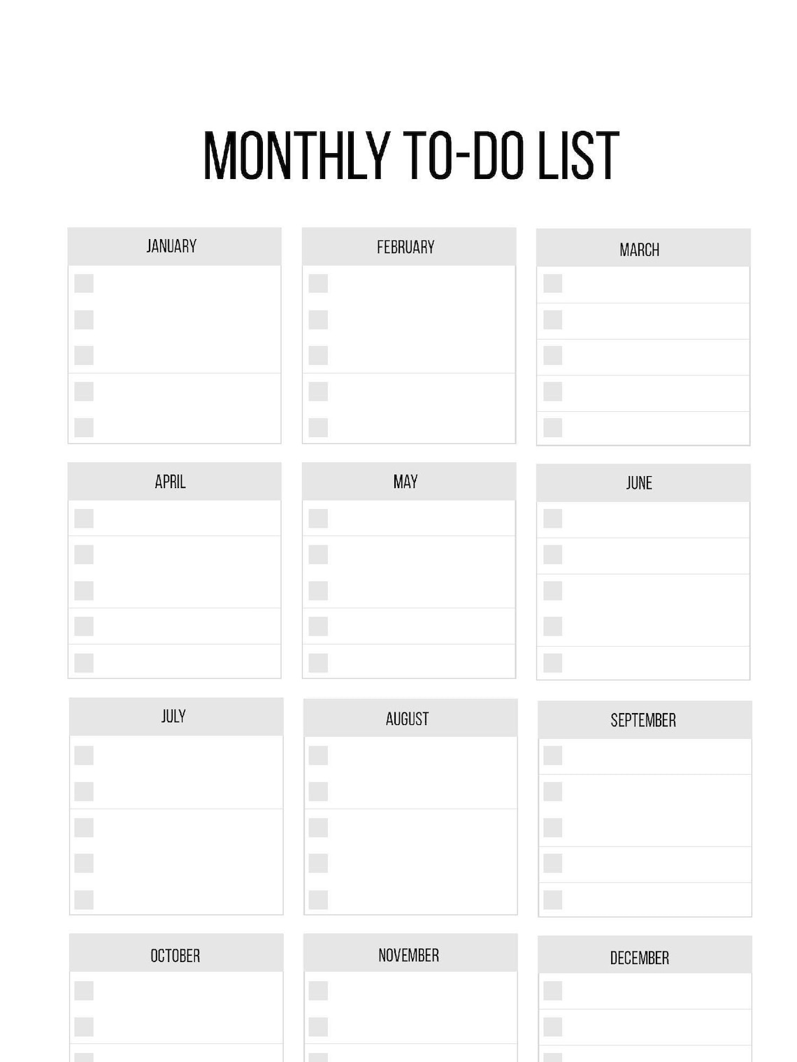 Monthly to Do List Printable - Etsy