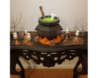 Witch's Cauldron Papercraft 3D DIY Low Poly Paper Crafts Halloween ...
