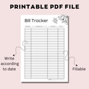 Monthly Bill Tracker Printable - Etsy