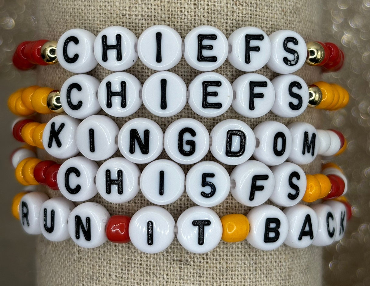 KC Chiefs Stretch Bracelet Stack Chiefs Kansas City Game - Etsy
