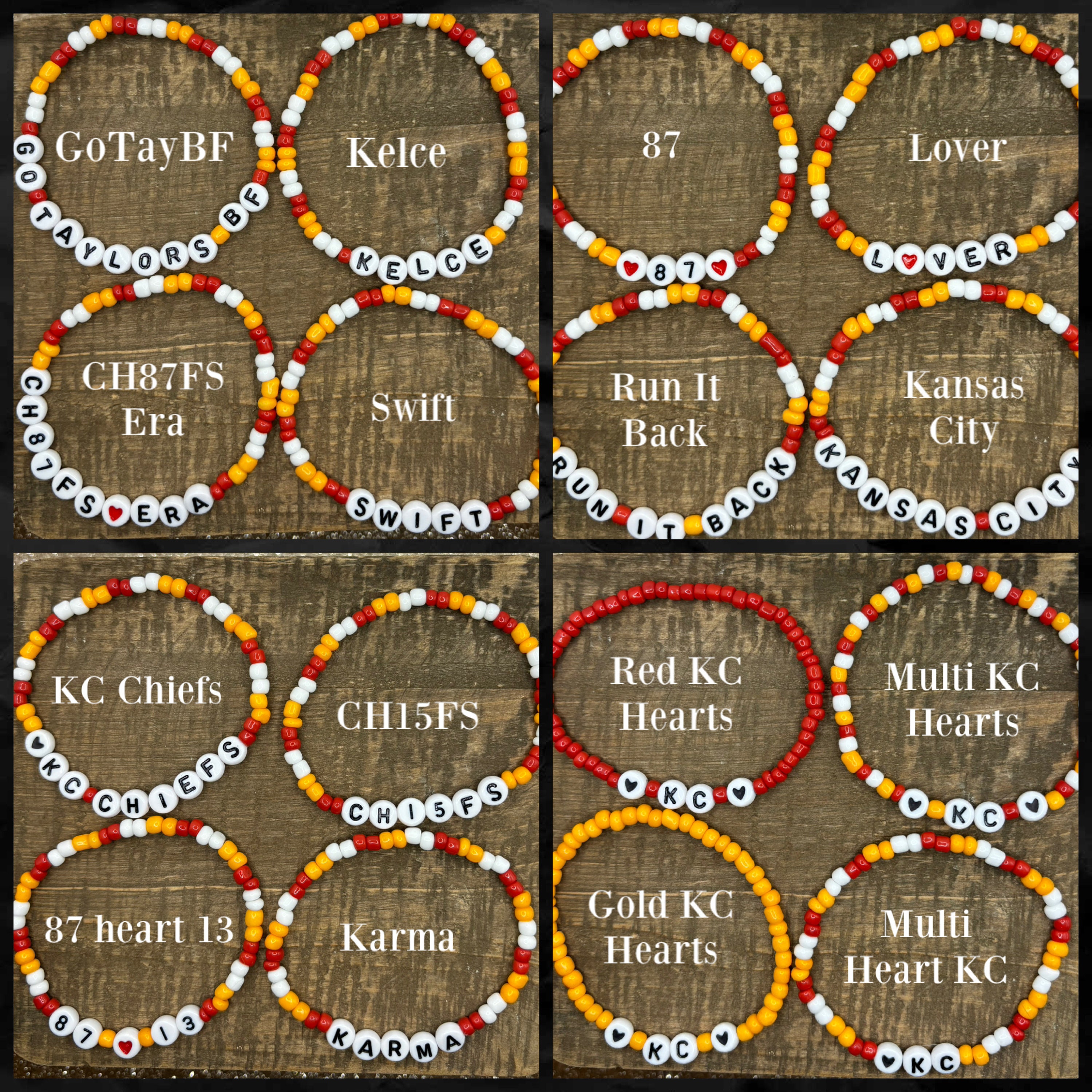 KC Chiefs Stretch Bracelet Stack Chiefs Kansas City Game - Etsy