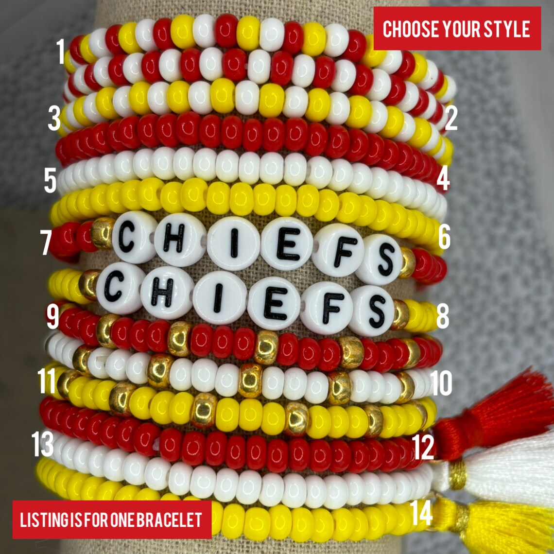 Kansas City Bracelets CHIEFS Bracelets NFL Sports Bracelets Gameday ...