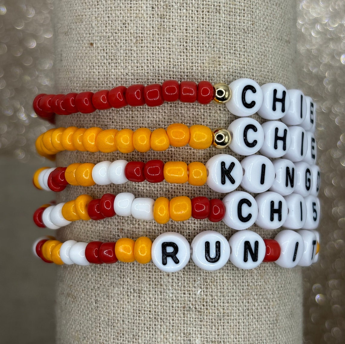 KC Chiefs Stretch Bracelet Stack Chiefs Kansas City Game - Etsy