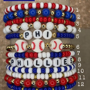 Philadelphia Phillies Inspired Bracelets | Phillies Baseball Bracelets ...
