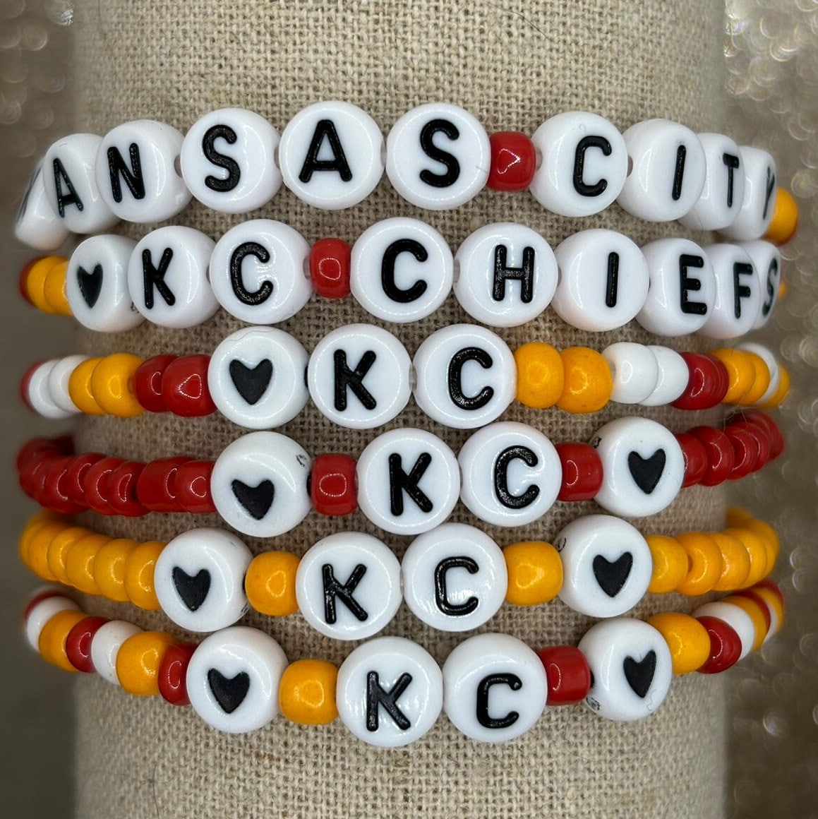 KC Chiefs Stretch Bracelet Stack Chiefs Kansas City Game - Etsy
