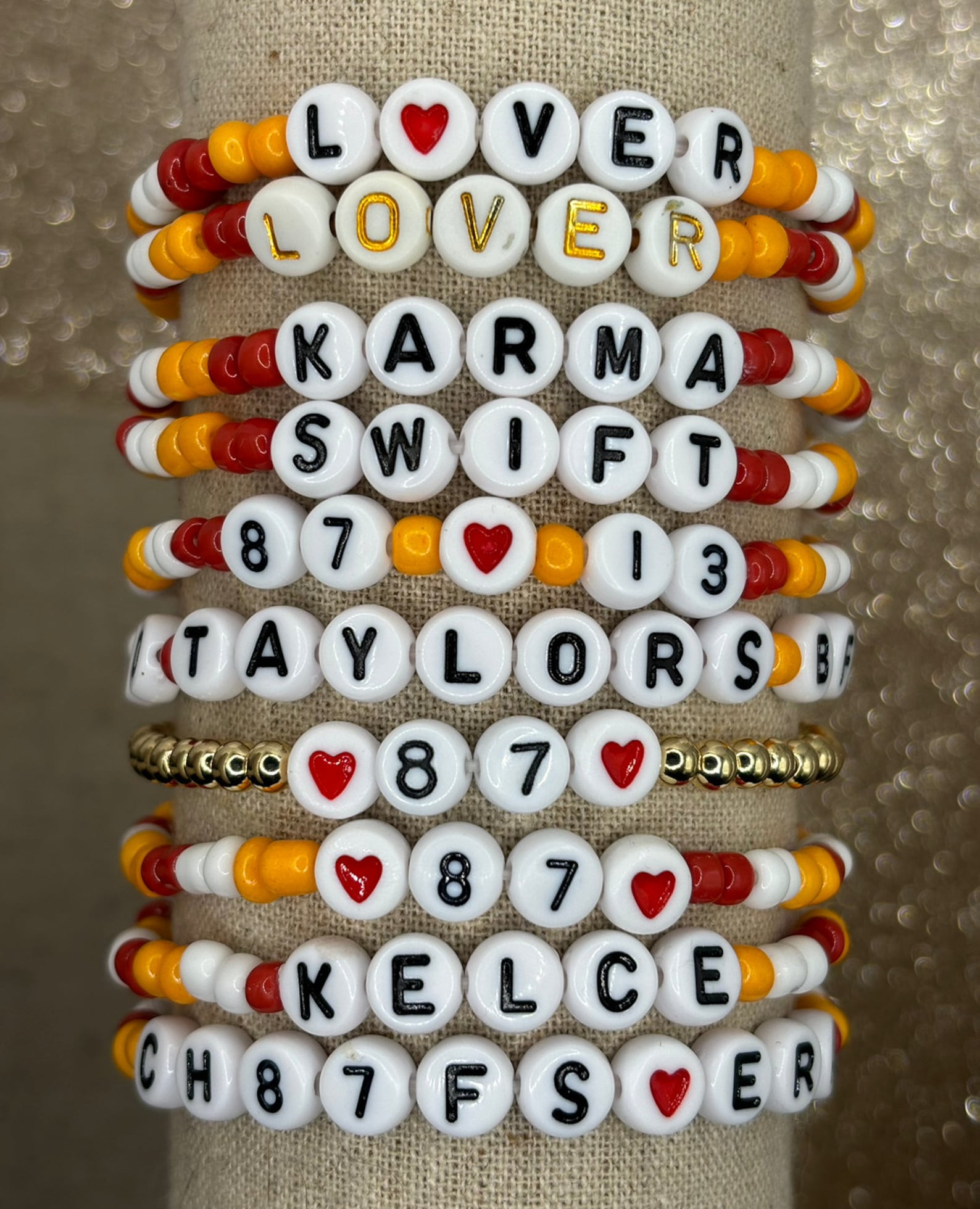 KC Chiefs Stretch Bracelet Stack Chiefs Kansas City Game - Etsy