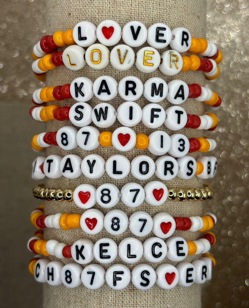 KC Chiefs Stretch Bracelet Stack Chiefs Kansas City Game - Etsy