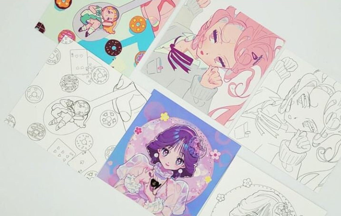 Lovely Girl Coloring Book by VIVINOS 레트로X키치X핑크팝: 러블리 소녀 컬러링북 With 비비노스 ...