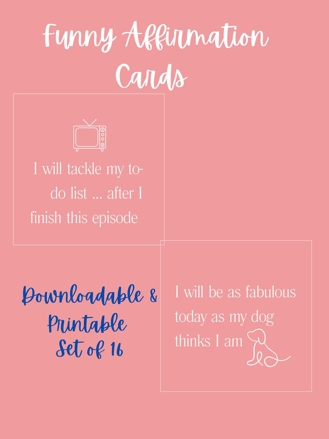 Funny Affirmation Cards, Set of 16 - Etsy