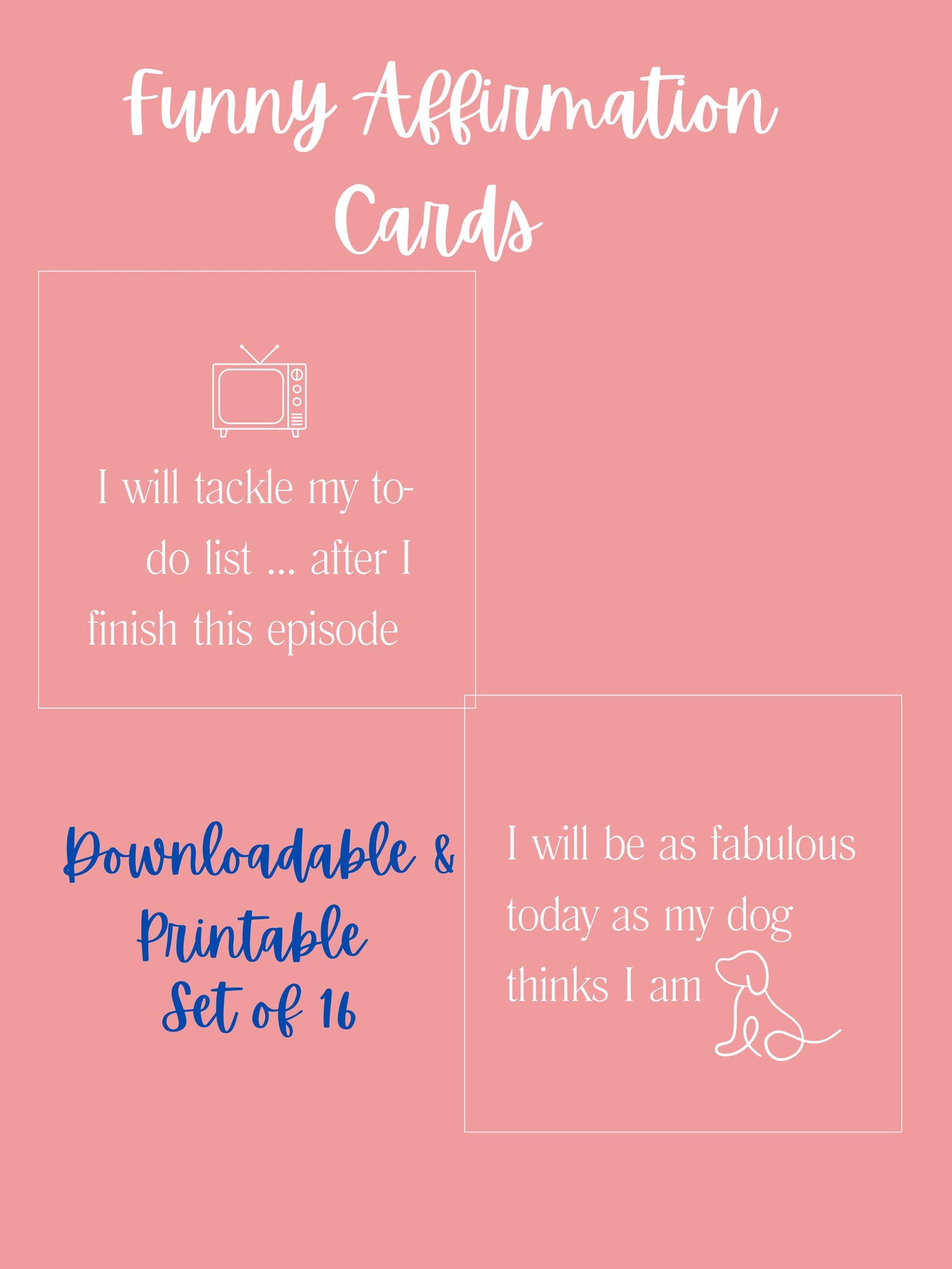 Funny Affirmation Cards, Set of 16 - Etsy