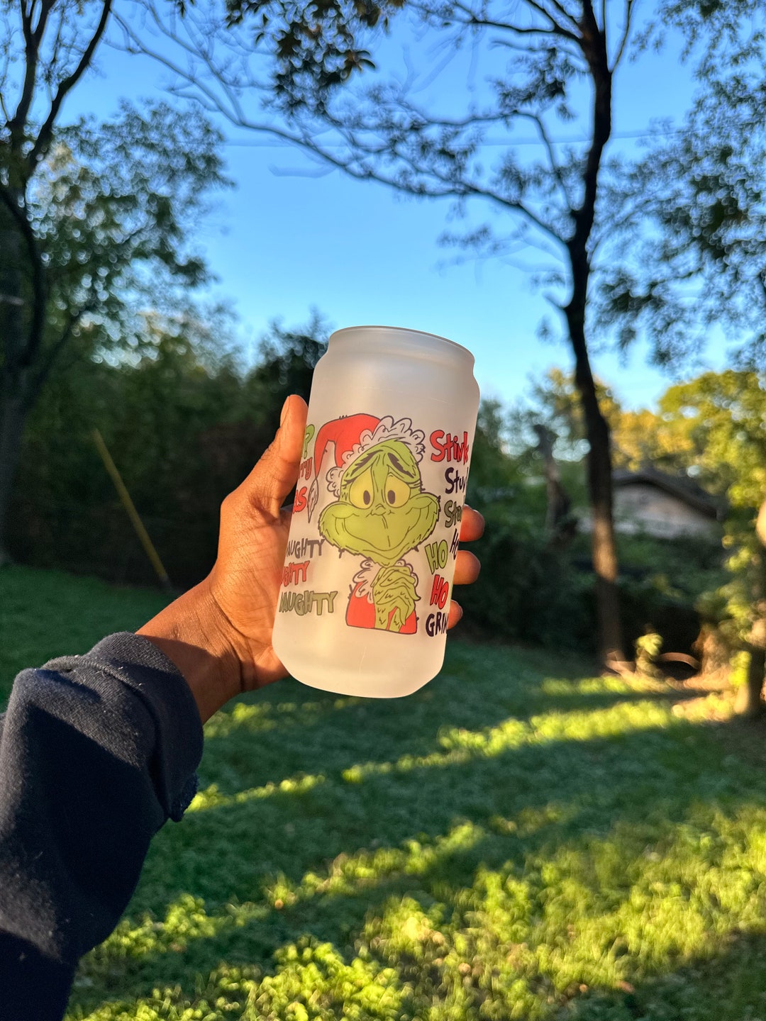 The Grinch Inspired Libbey Glass Iced Coffee Cup Christmas Cup - Etsy UK