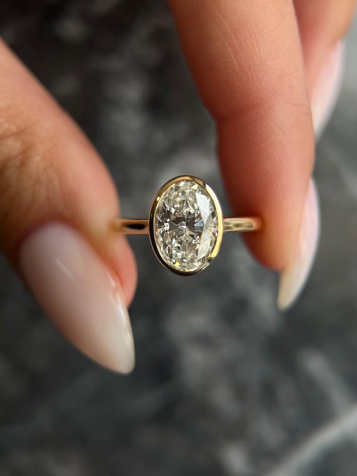Oval Solitaire Engagement Ring Low Profile Setting 1418k - Etsy