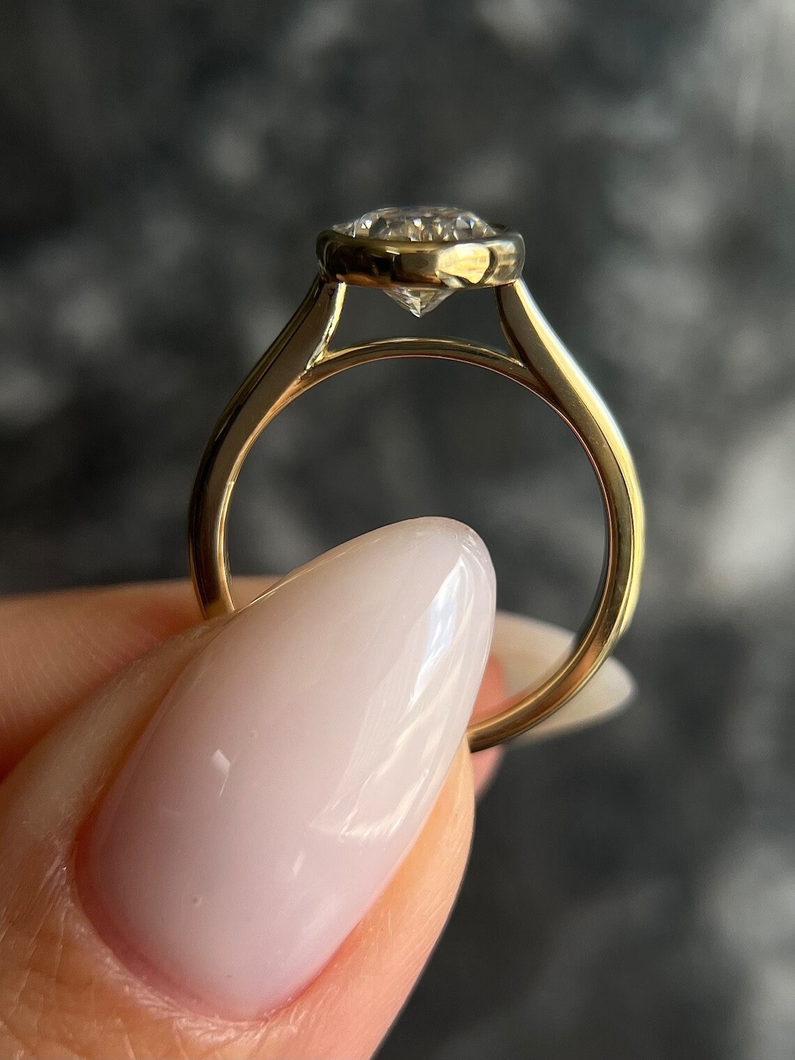 Oval Solitaire Engagement Ring Low Profile Setting 1418k - Etsy