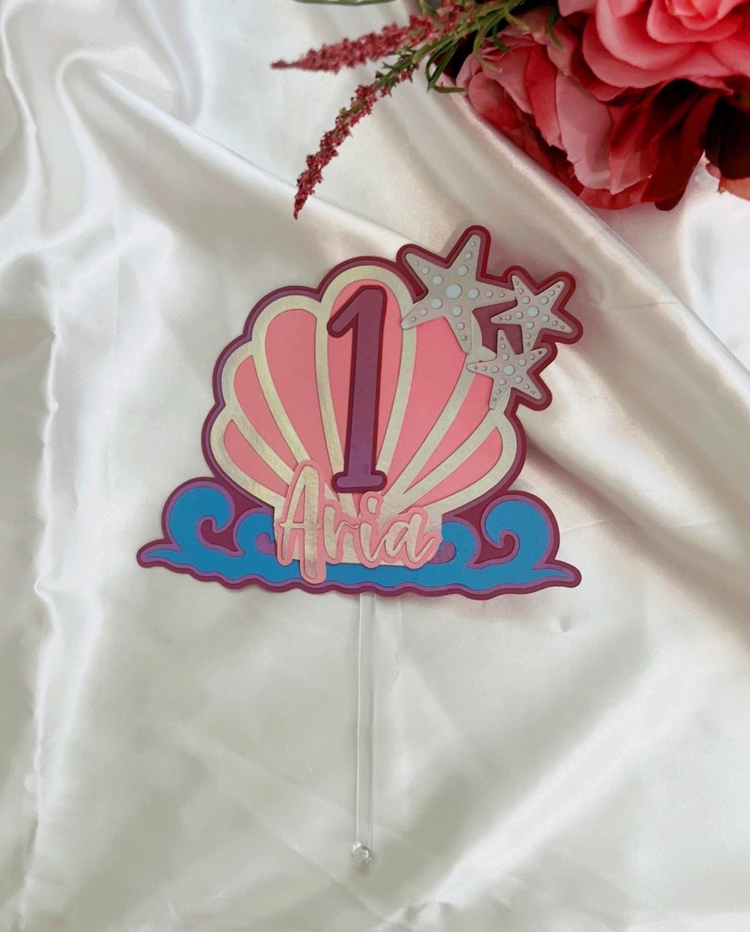 Seashell Birthday Cake Topper/ Custom Cake Topper - Etsy