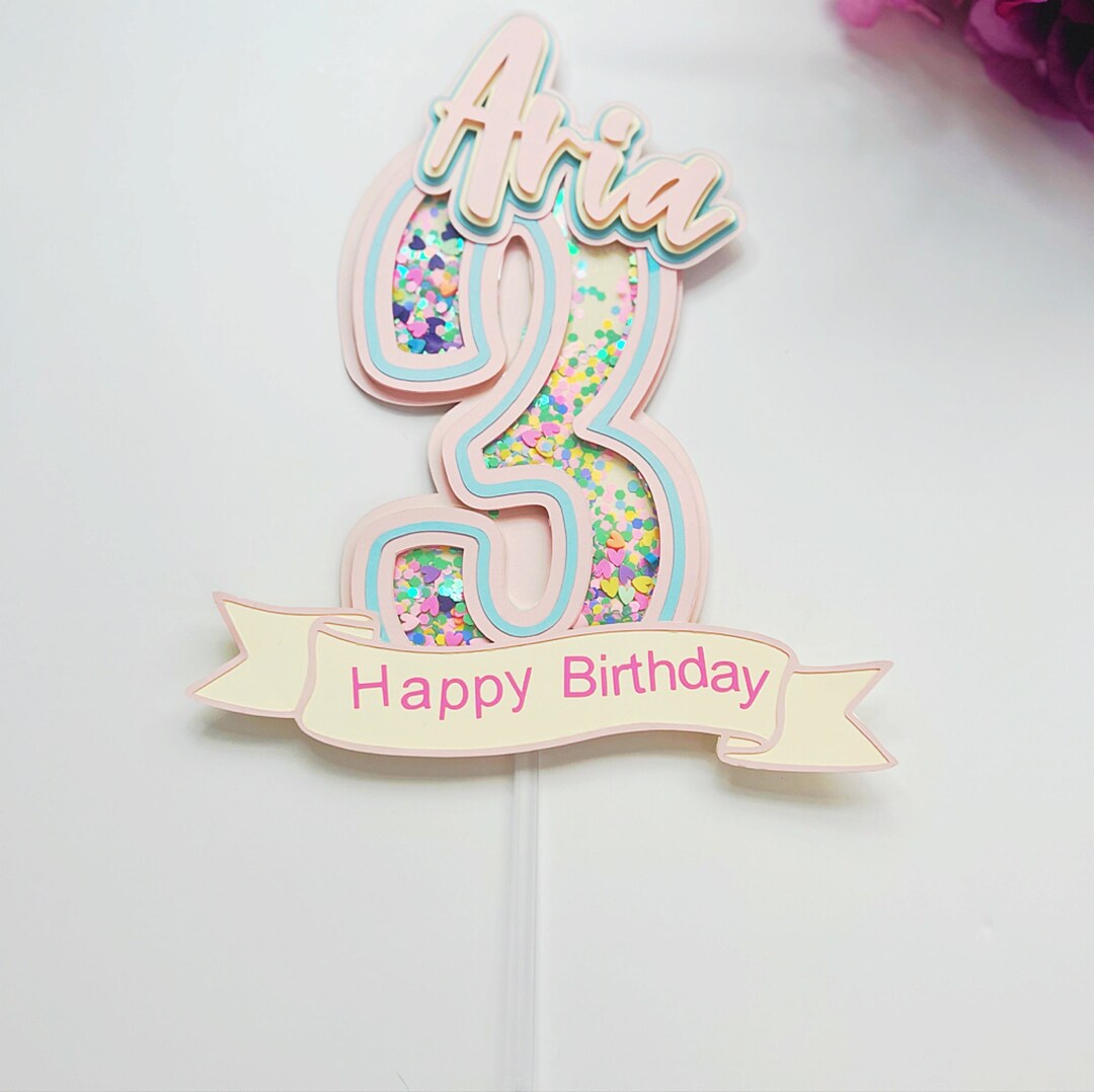 Custom Name Shaker Birthday Cake Topper/ Custom Cake Topper/ Shaker ...