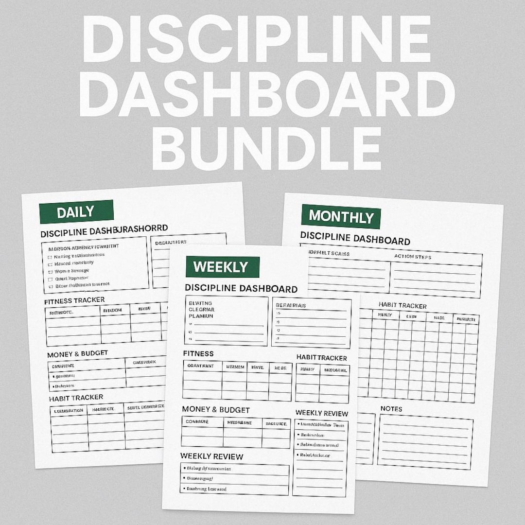 Daily Discipline Dashboard (bundle) | Google Sheet + Daily, Weekly, Monthly Pdfs | Habit Tracker ...