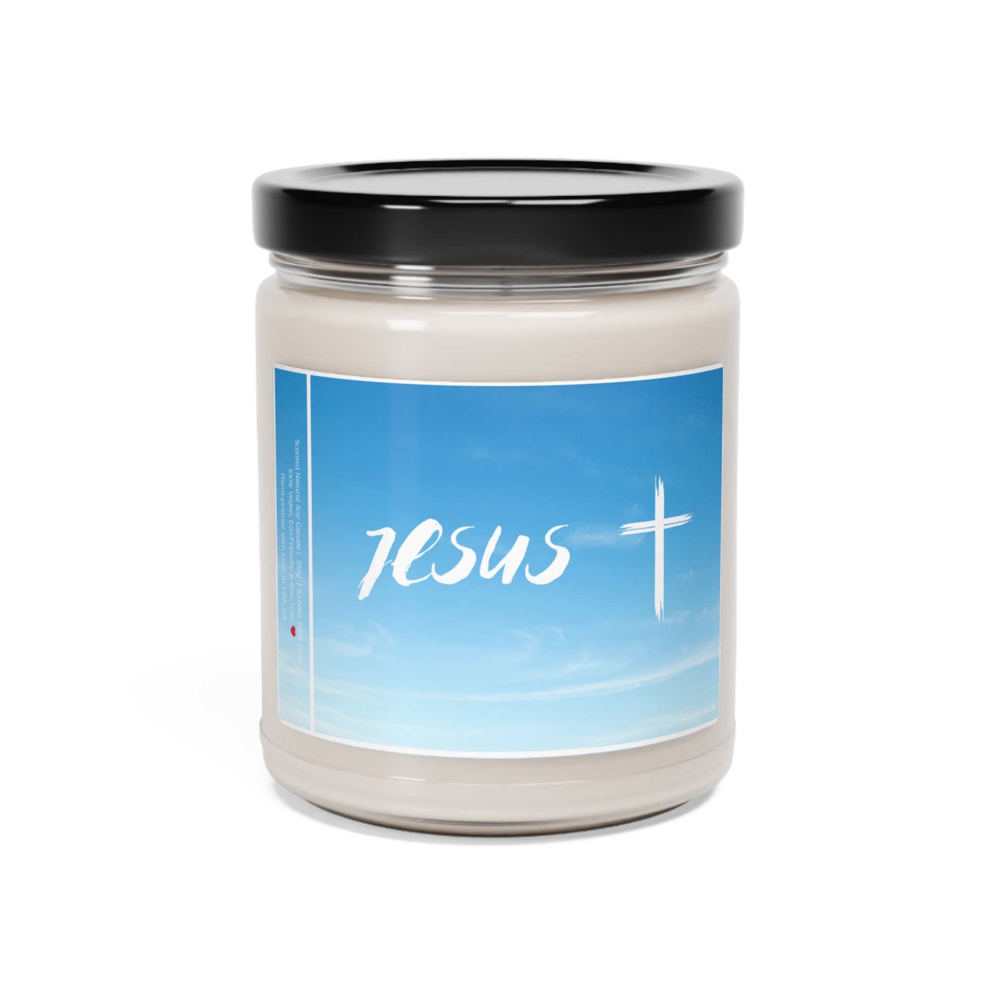 Jesus Candle - Faith-inspired Design, Cross & Clouds, Spiritual God ...