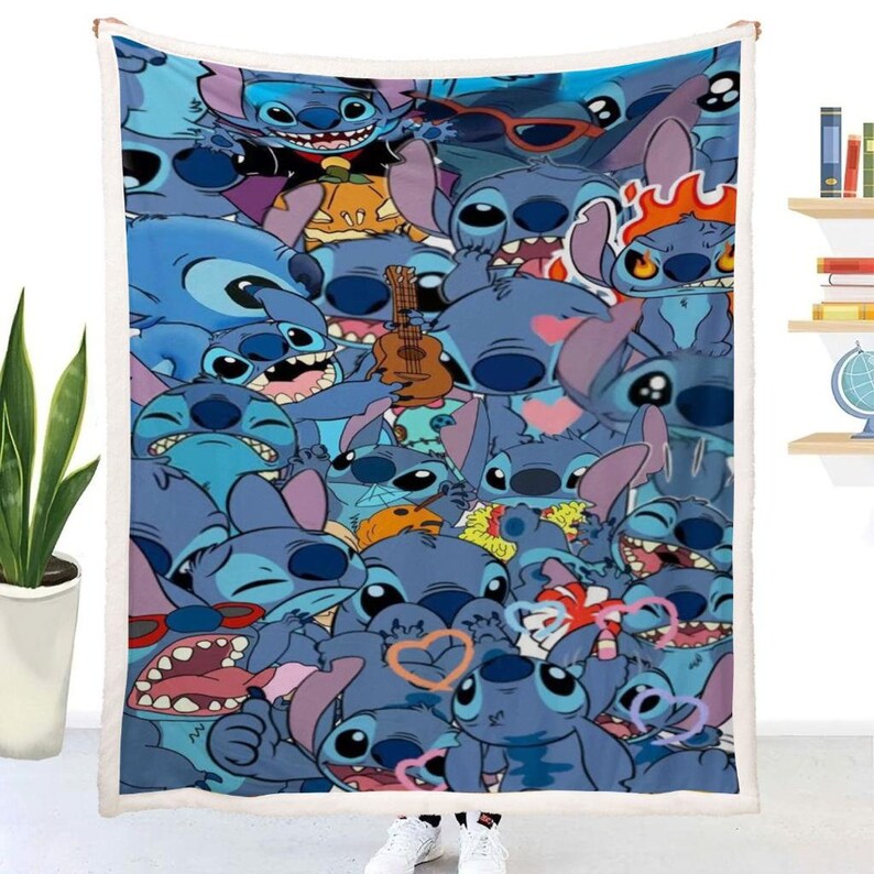 Disney Leo and Stitch Throw on Blanket - Etsy