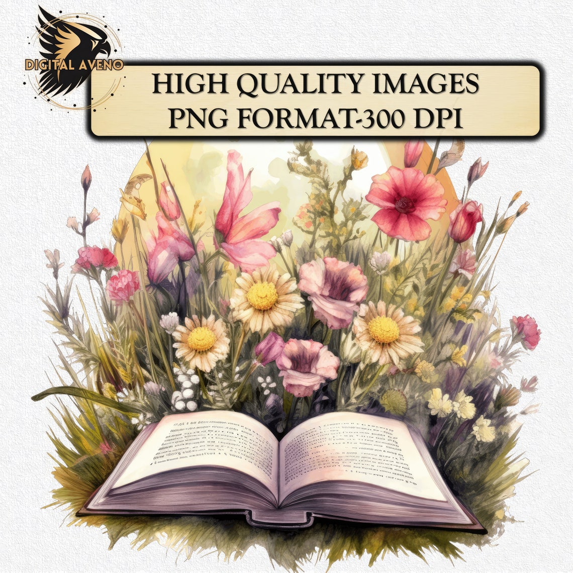 Watercolor Floral Books 40 PNG Images, Watercolor Floral Books Clipart ...