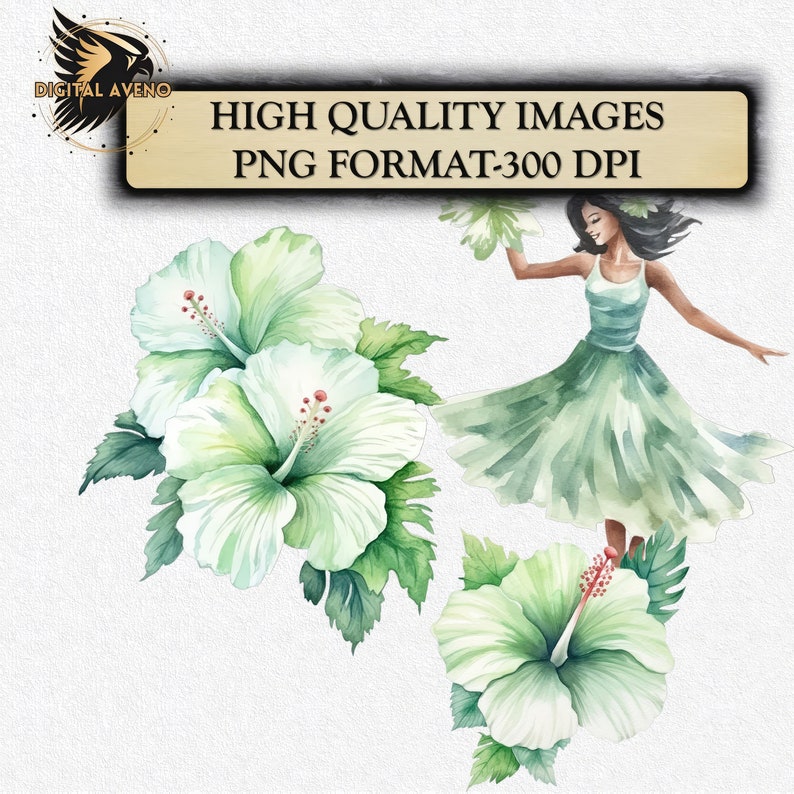 Watercolor Hawaii Clipart 40 PNG Images, Watercolor Tropical Clipart ...