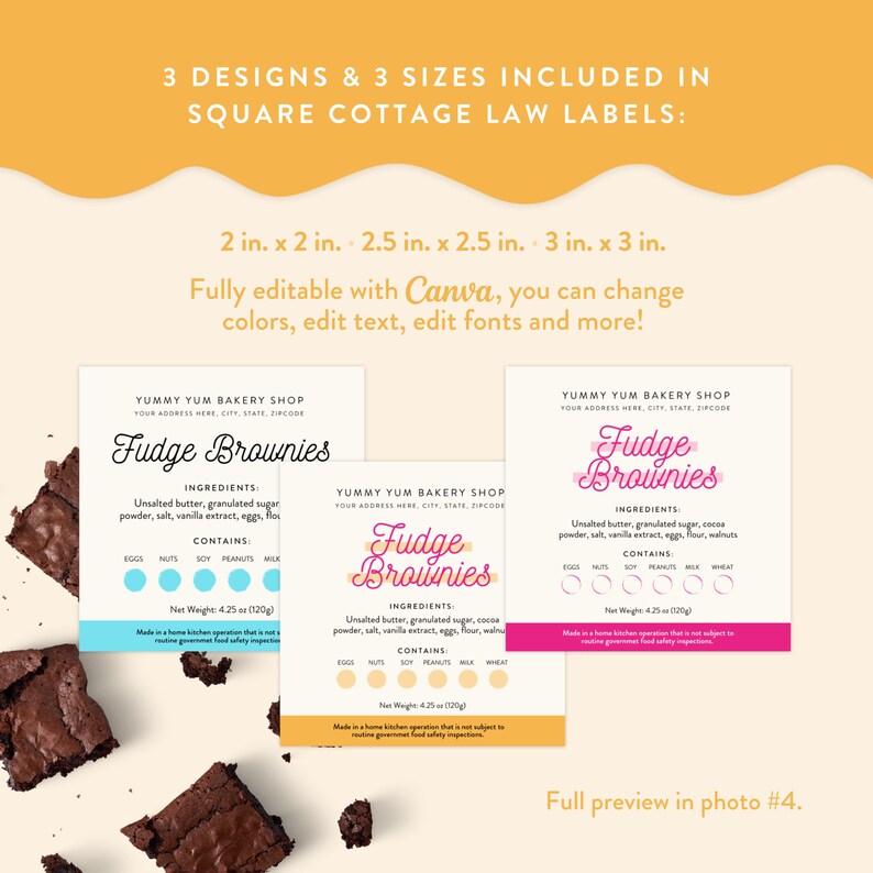 Canva Cottage Law Labels, Bakery Packaging Labels Template, Cake ...