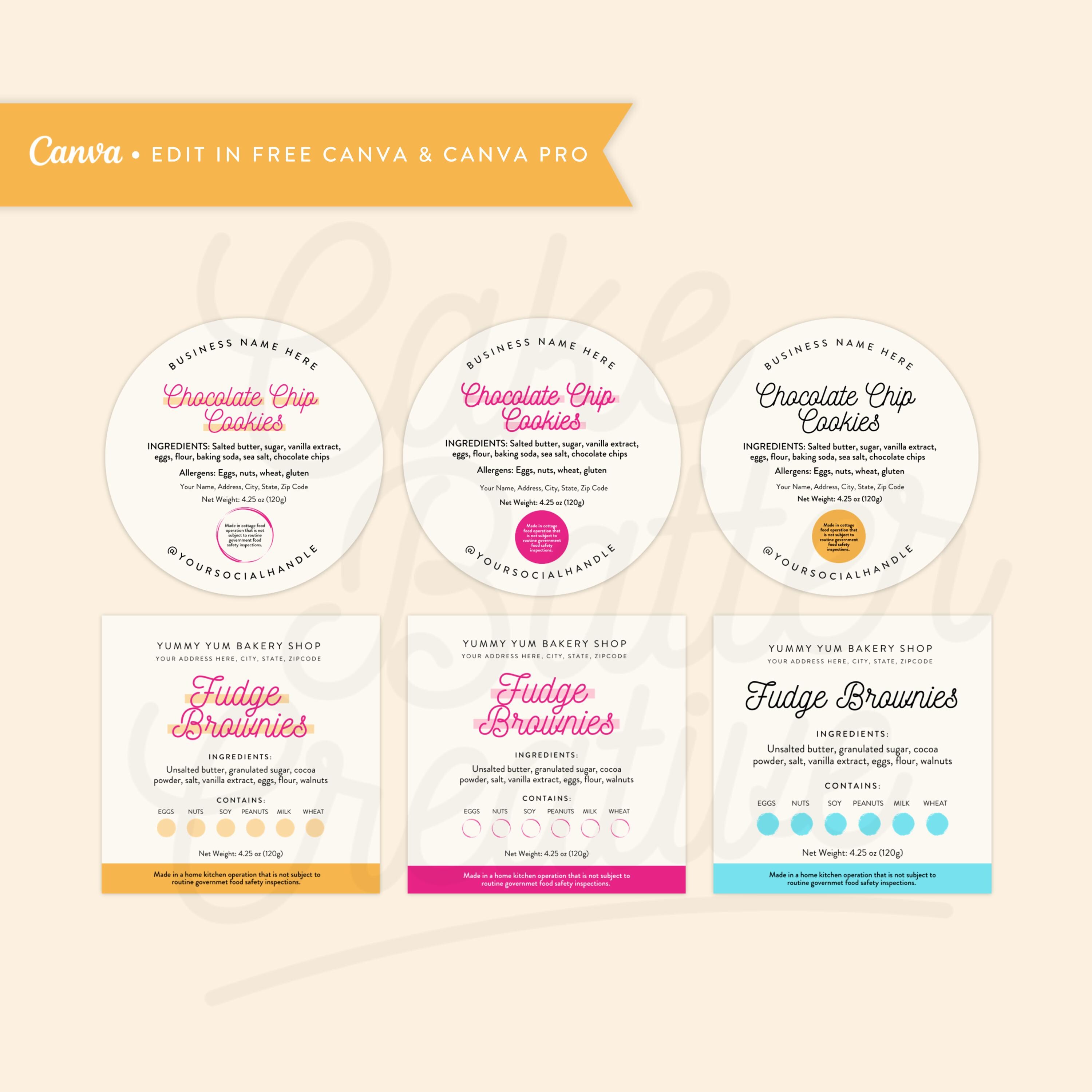 Canva Cottage Law Labels, Bakery Packaging Labels Template, Cake ...