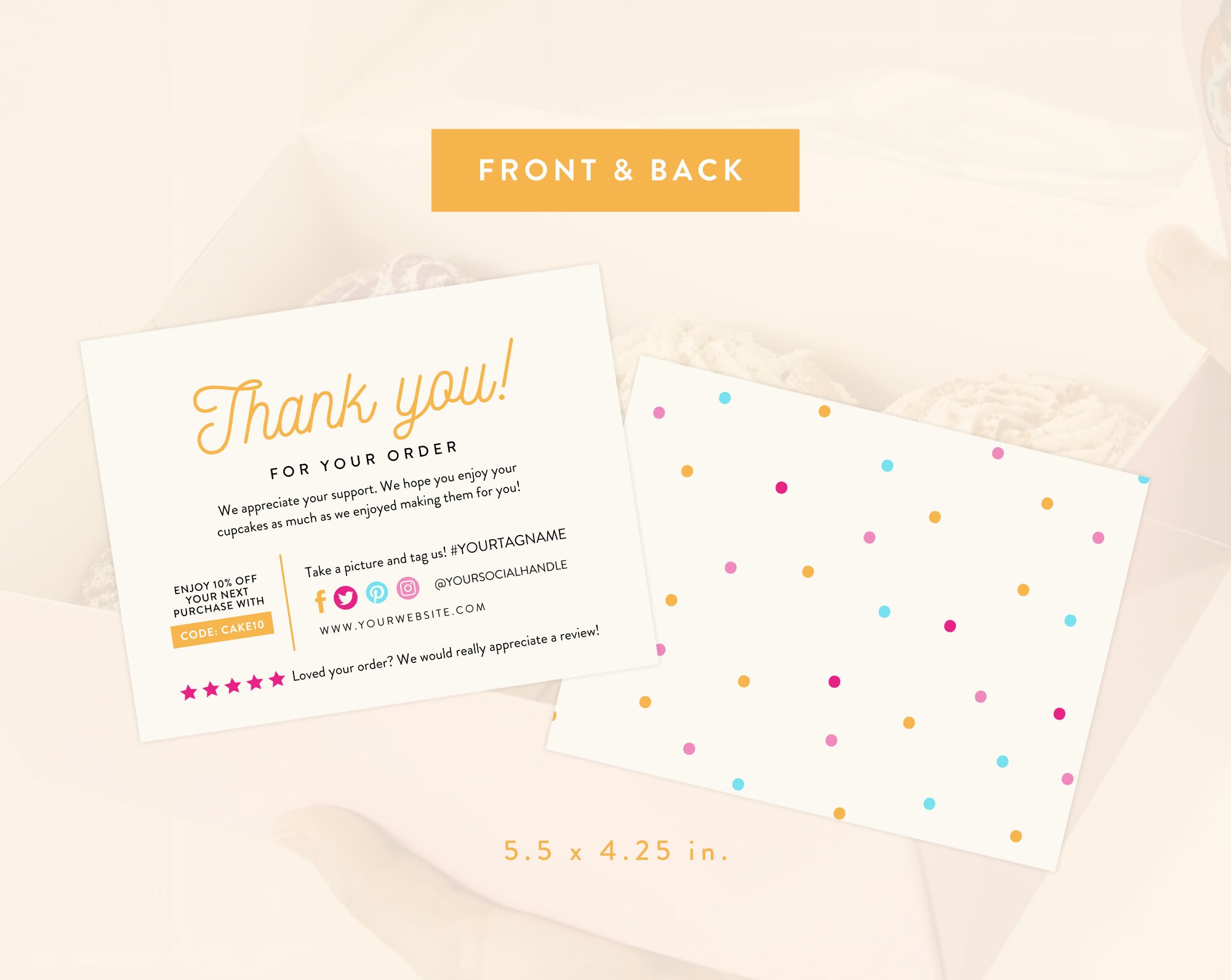 Thank You Card Template Canva Editable Template Canva Thank - Etsy