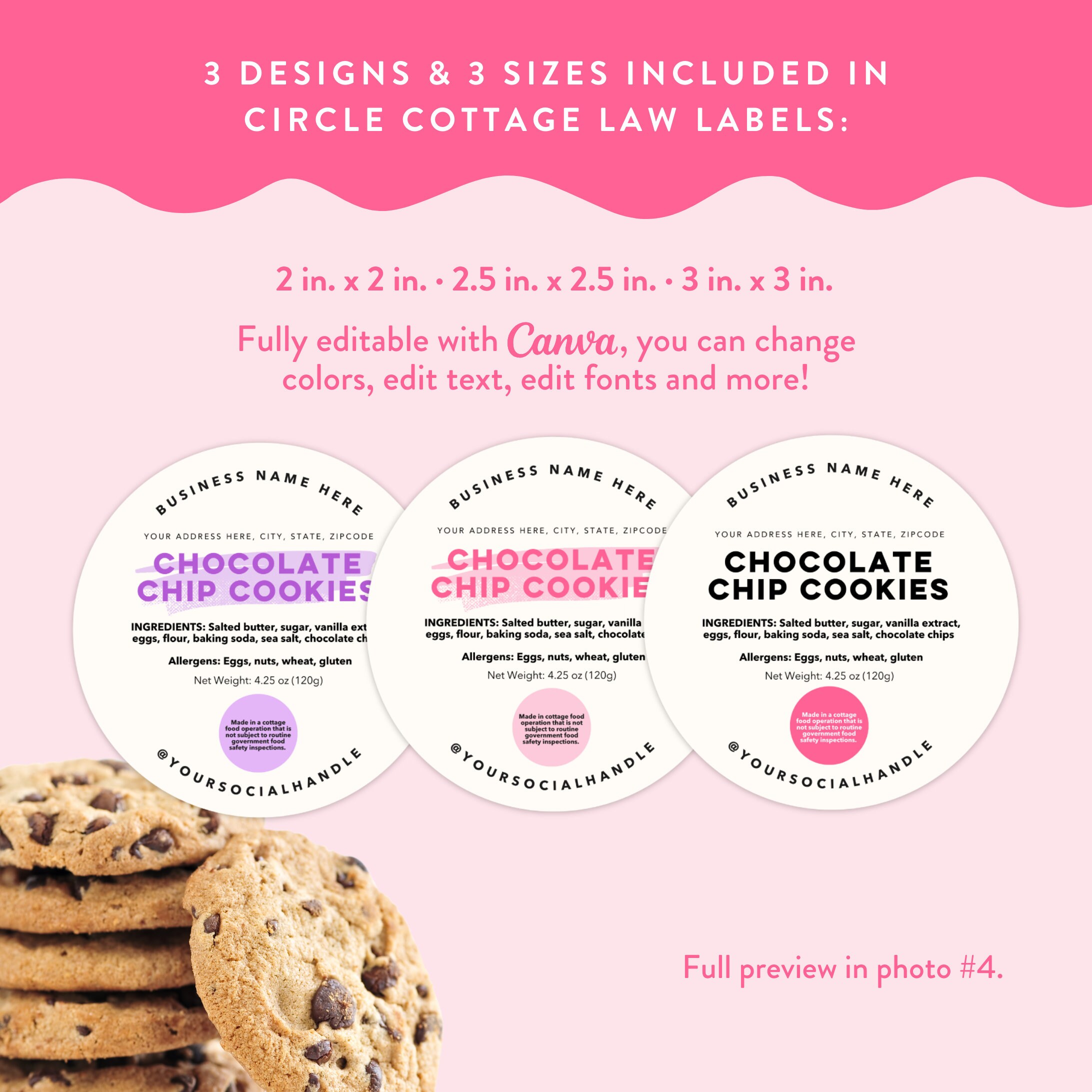 Canva Cottage Law Labels, Bakery Packaging Labels Template, Cake ...
