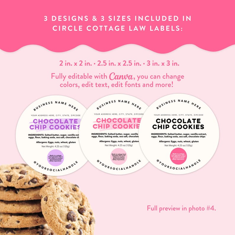Canva Cottage Law Labels, Bakery Packaging Labels Template, Cake ...
