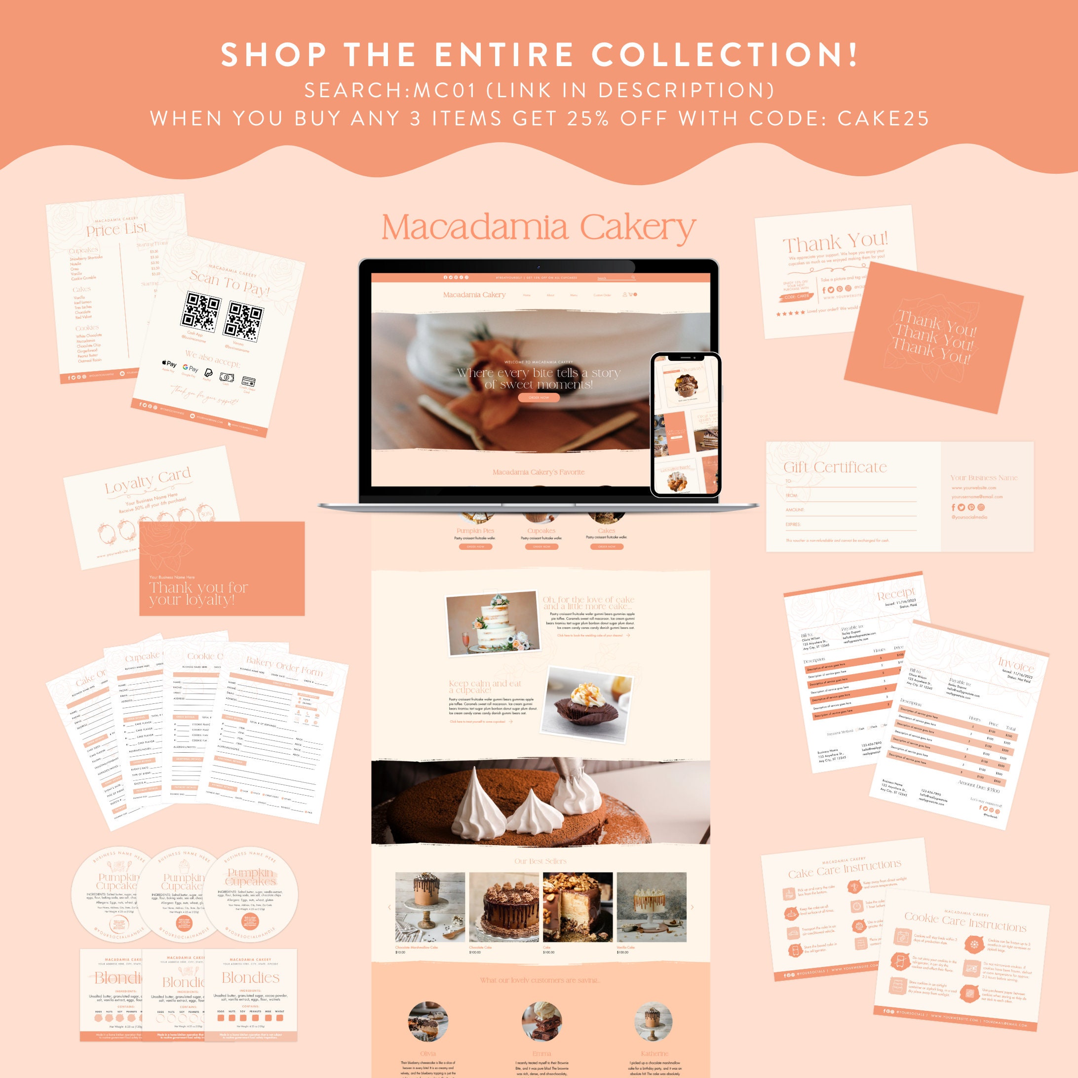 Canva Cake Care Instructions Template, Cookie Care Instructions, Cake ...