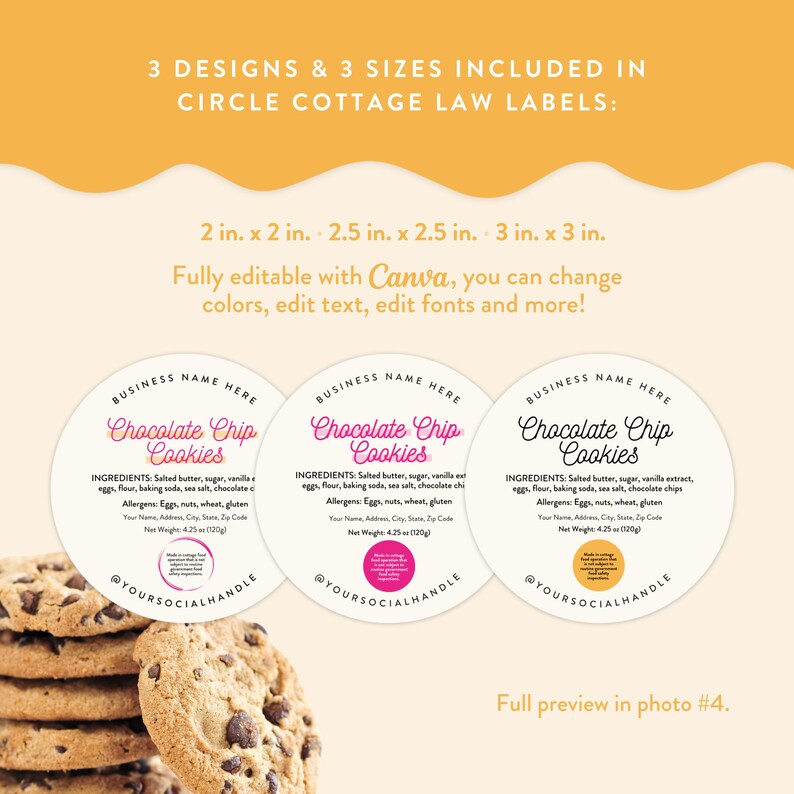 Canva Cottage Law Labels, Bakery Packaging Labels Template, Cake ...