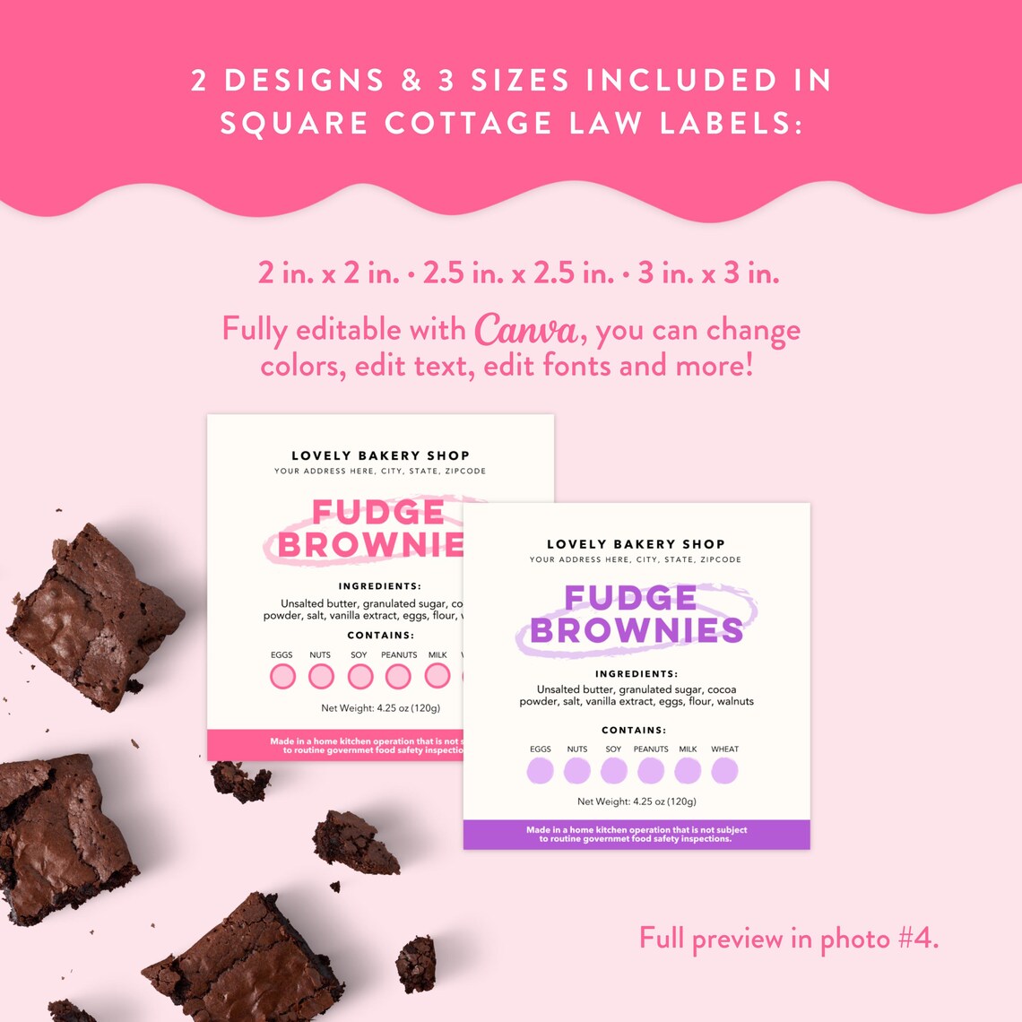 Canva Cottage Law Labels, Bakery Packaging Labels Template, Cake ...