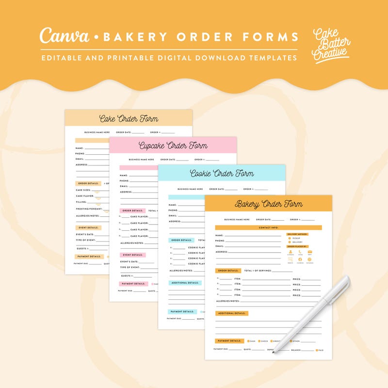Bakery Order Forms - Etsy