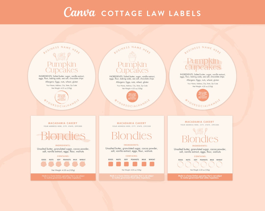 Canva Cottage Law Labels Bakery Packaging Labels Template - Etsy