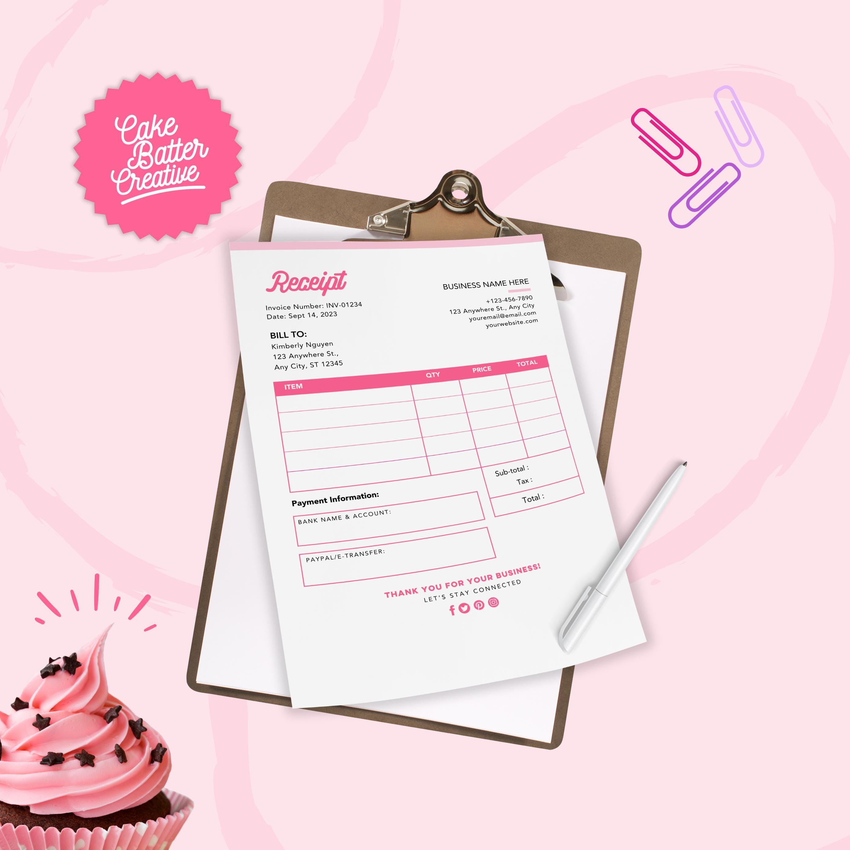 Invoice & Receipt Canva Templates, Bakery Invoices Template, Bakery ...