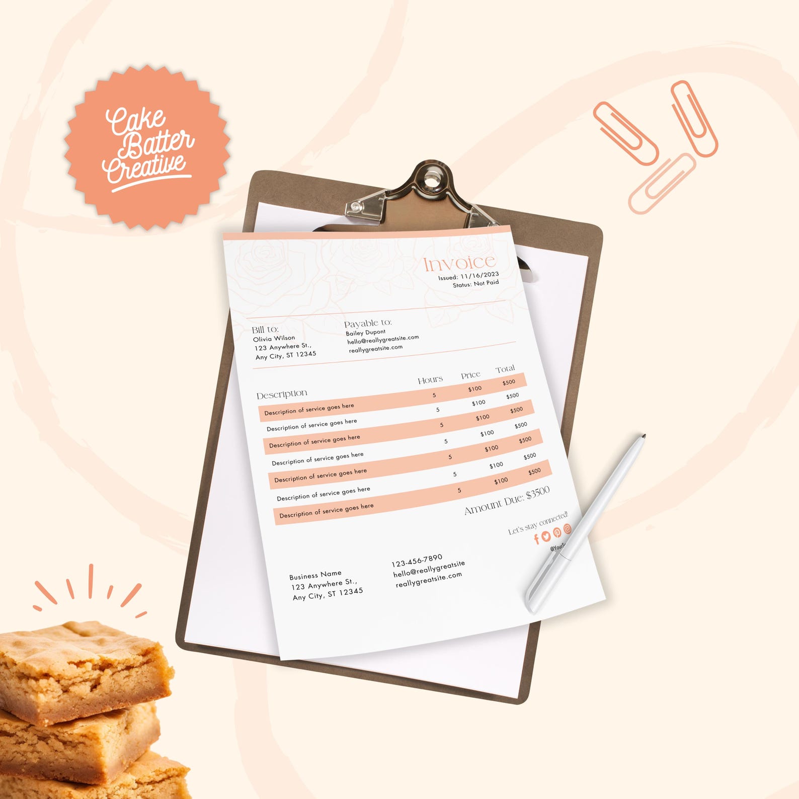 Invoice & Receipt Canva Templates, Bakery Invoices Template, Bakery ...