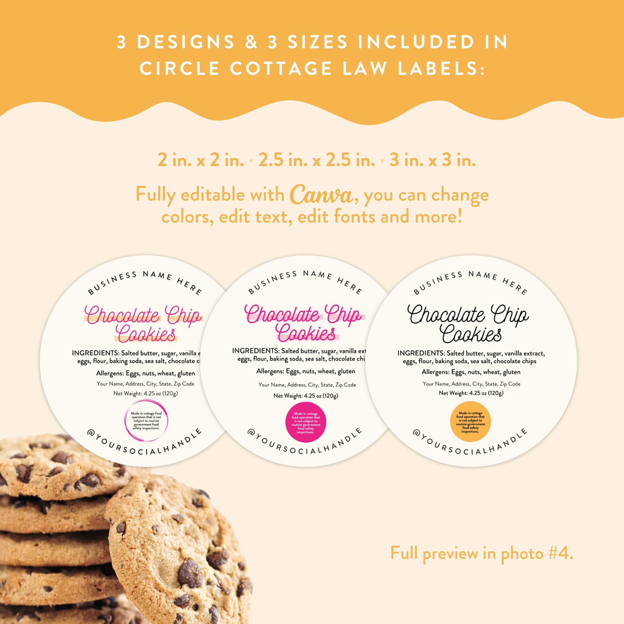 Canva Cottage Law Labels, Bakery Packaging Labels Template, Cake ...