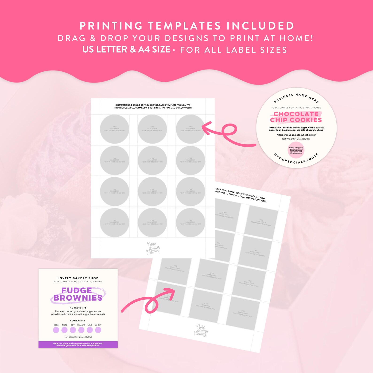 Canva Cottage Law Labels, Bakery Packaging Labels Template, Cake ...